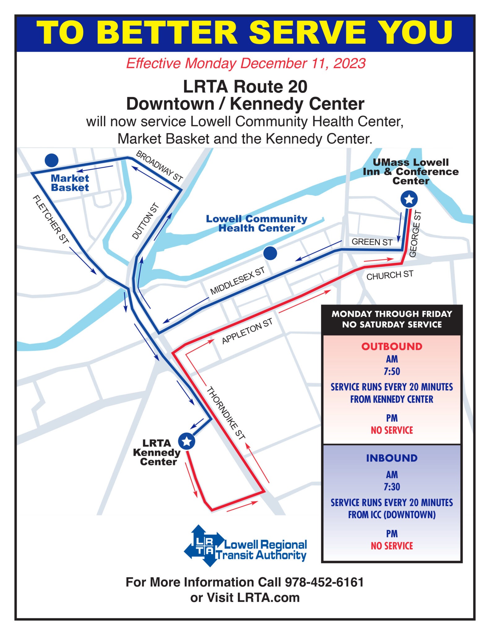 Route 20 Downtown / Kennedy Center – Lowell Regional Transit Authority
