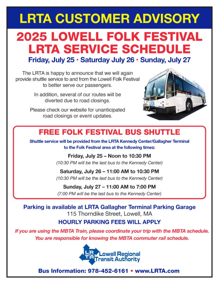 2025 Lowell Folk Festival LRTA Service Schedule – Lowell Regional ...